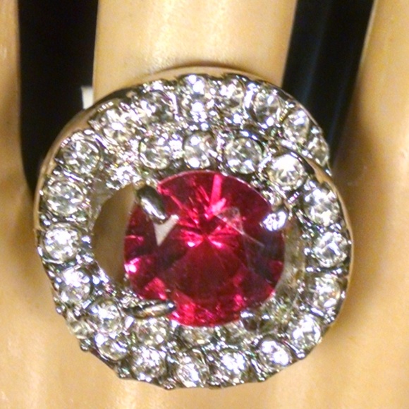 Jewelry | Elegant Ruby Red Stone Cluster Rhinestones Ring | Poshmark